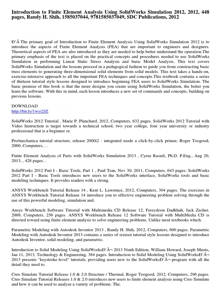 Finite Element Analysis with SolidWorks | PDF | Simulation | Finite ...