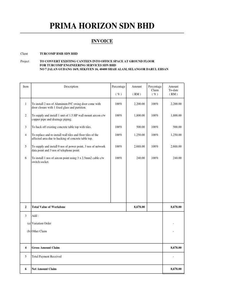 Prima Horizon SDN BHD: Invoice | PDF | Computers