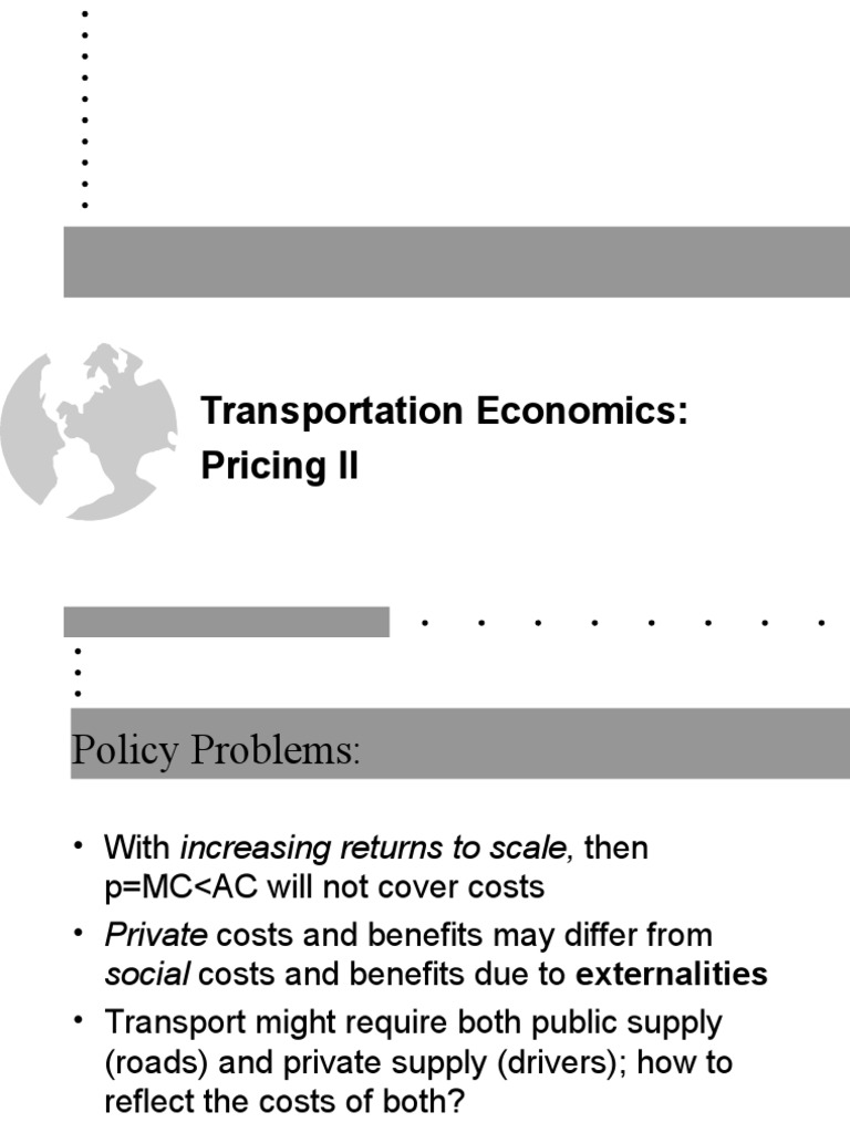 Transportation Economics Pricing Ii Pdf Public Transport Traffic