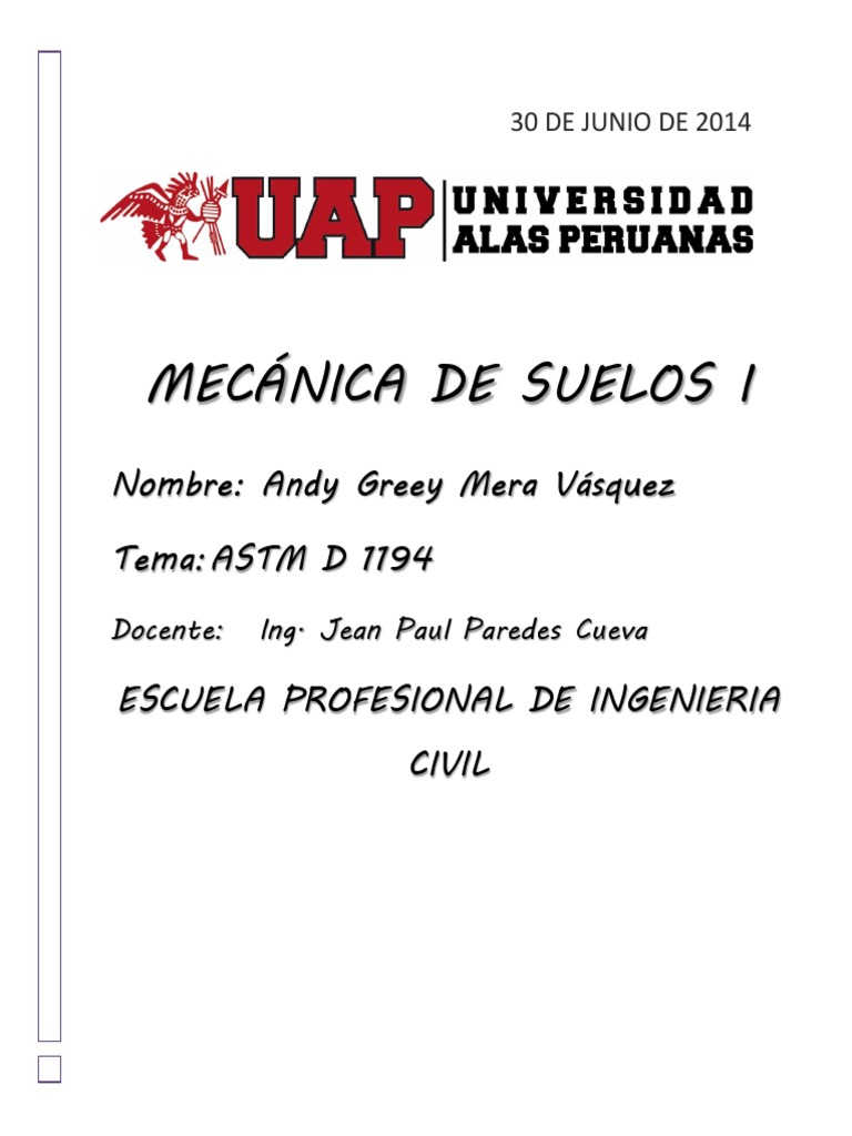 Norma Astm D 1194 | Descargar gratis PDF | Rigidez | Fundación (Ingeniería)