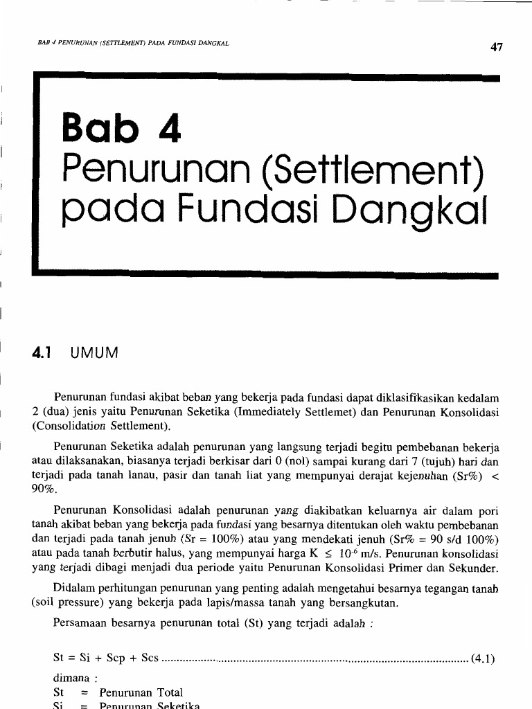 Bab4-Penurunan Pada Fundasi Dangkal | PDF