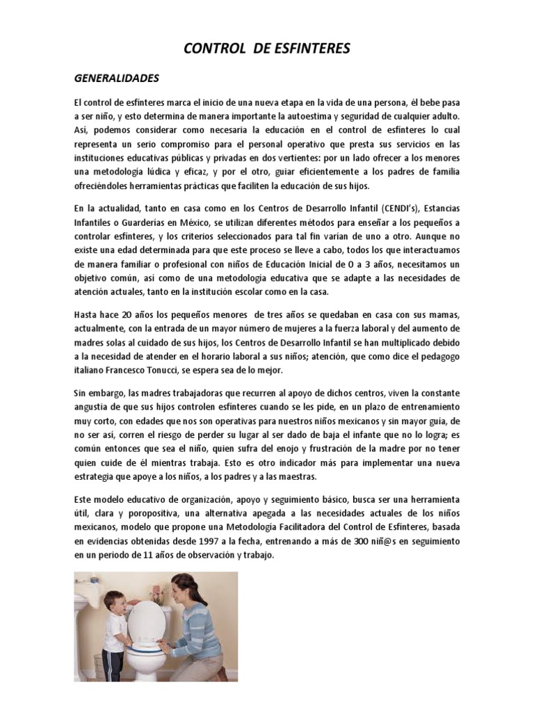 Control de Esfinteres | PDF | Adultos | Sicología