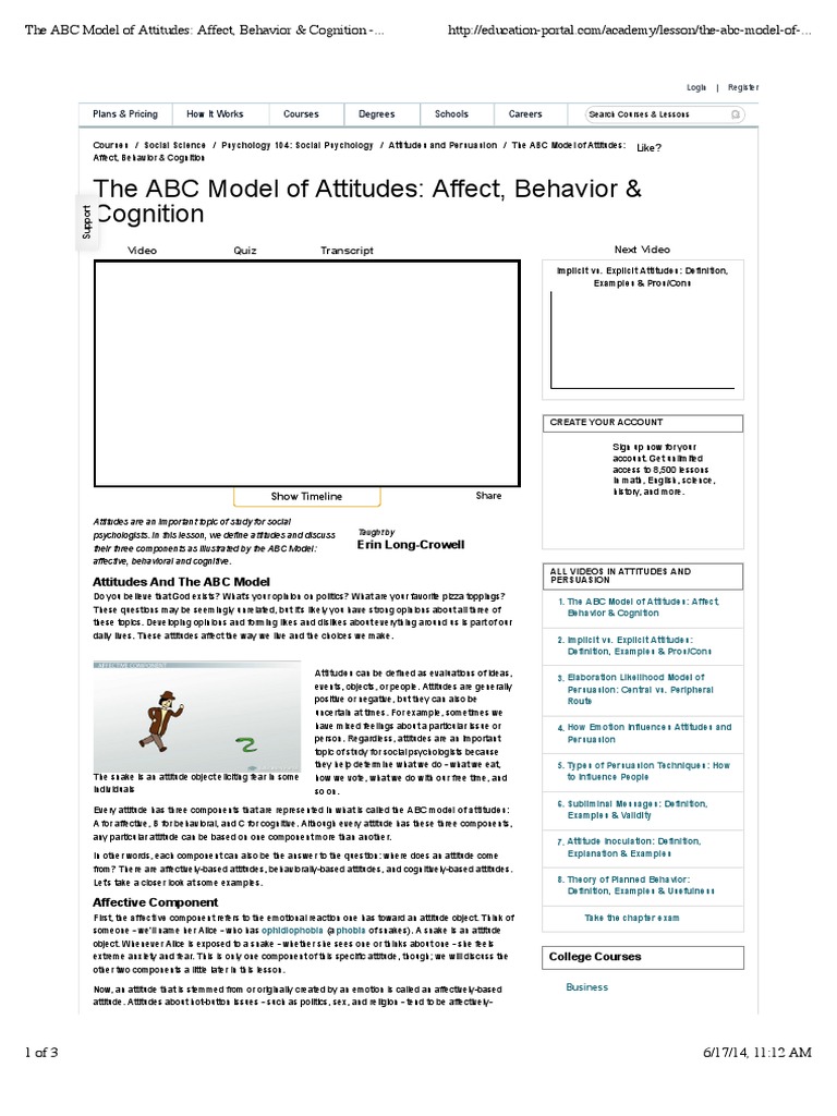 The ABC Model of Attitudes - Affect, Behavior & Cognition - Social ... The ABC Model of Attitudes - Affect, Behavior & Cognition - Social ...