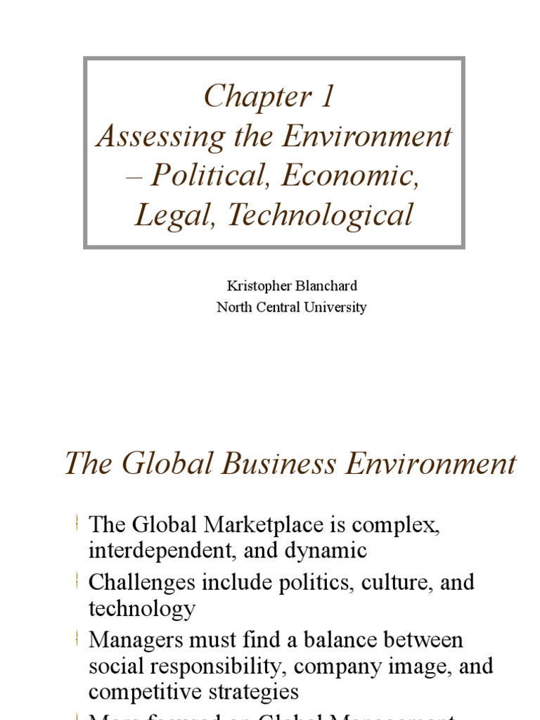 Assessing The Environment - Political, Economic, Legal, Technological ...