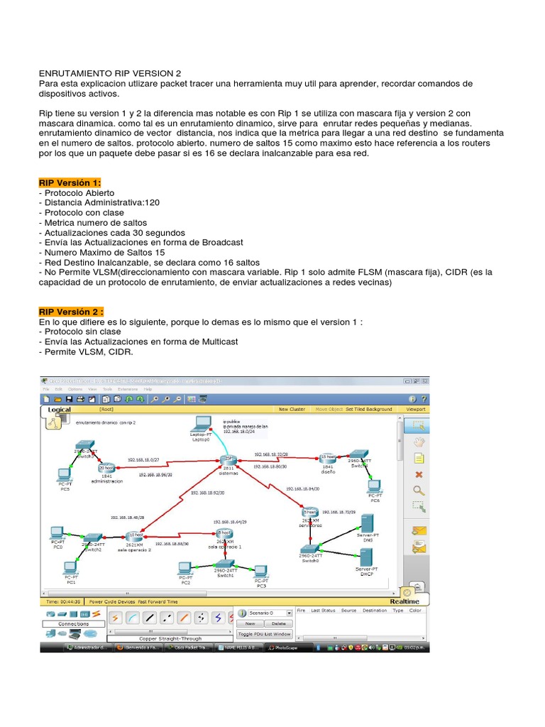 Enrutamiento Rip Version 2 | PDF | Enrutador (Computación) | Dirección IP