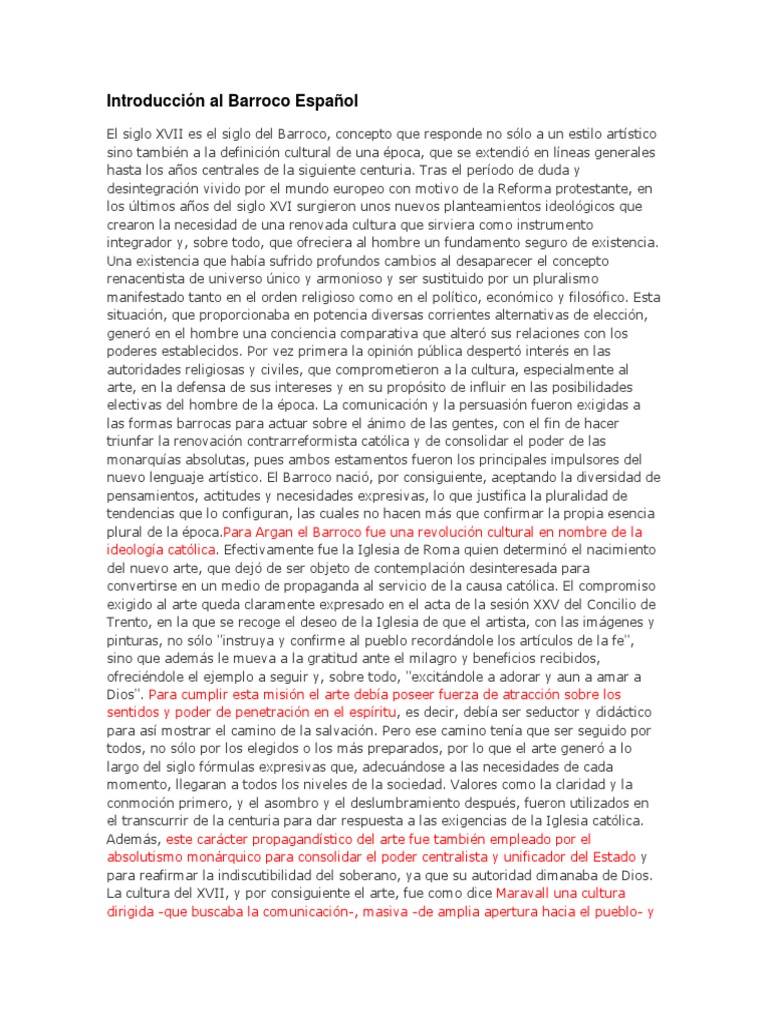 Introducción Al Barroco Español | PDF | Barroco | Iglesia Católica