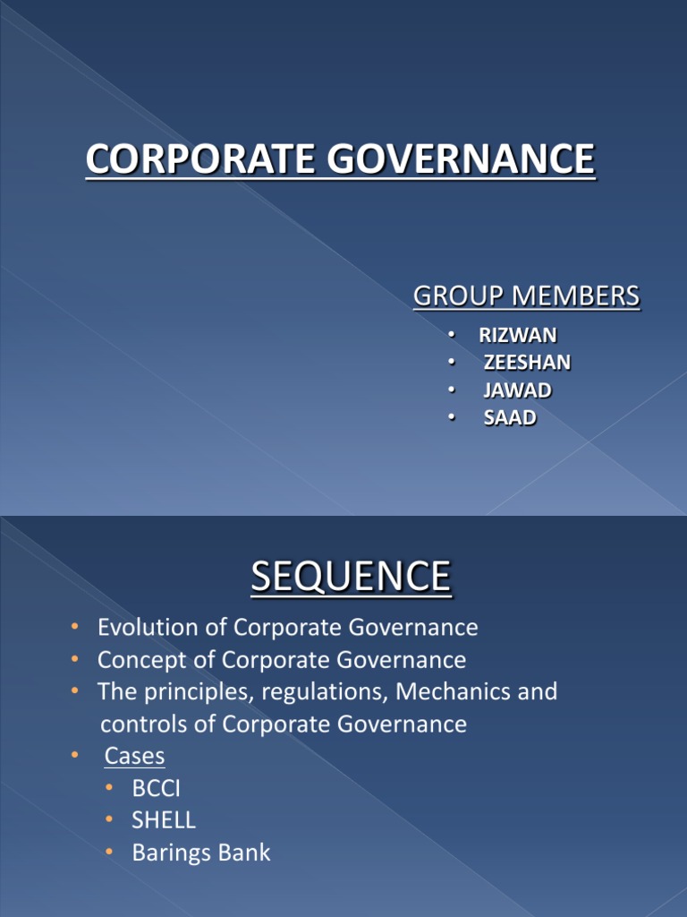 Corporate Governance: Group Members | PDF