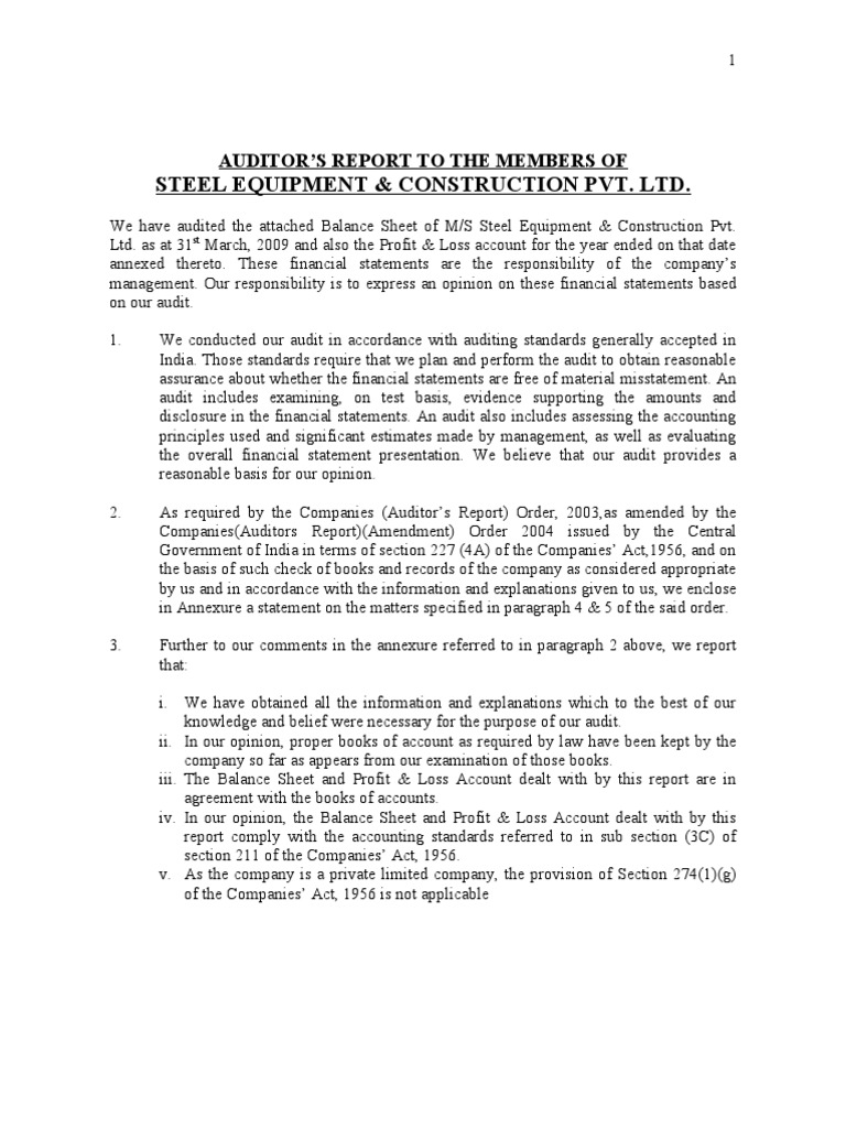 Auditors Report Final | PDF | Auditor's Report | Audit