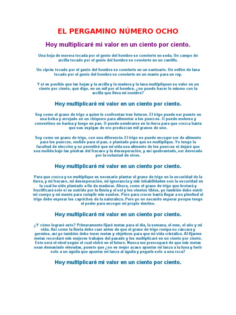 El Pergamino No. 8 Og Mandino | PDF | Naturaleza