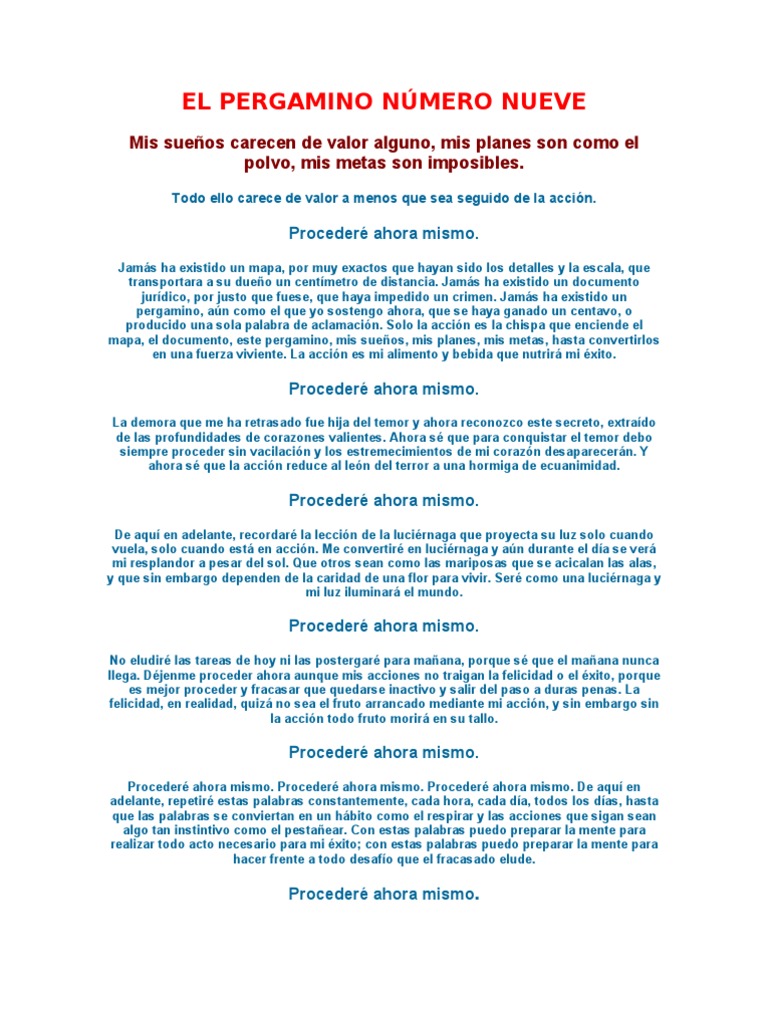 El Pergamino No. 9 Og Mandino | PDF