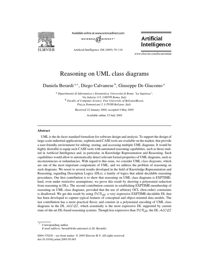 Reasoning On Uml Class Diagrams Pdf Class Computer Programming Unified Modeling Language