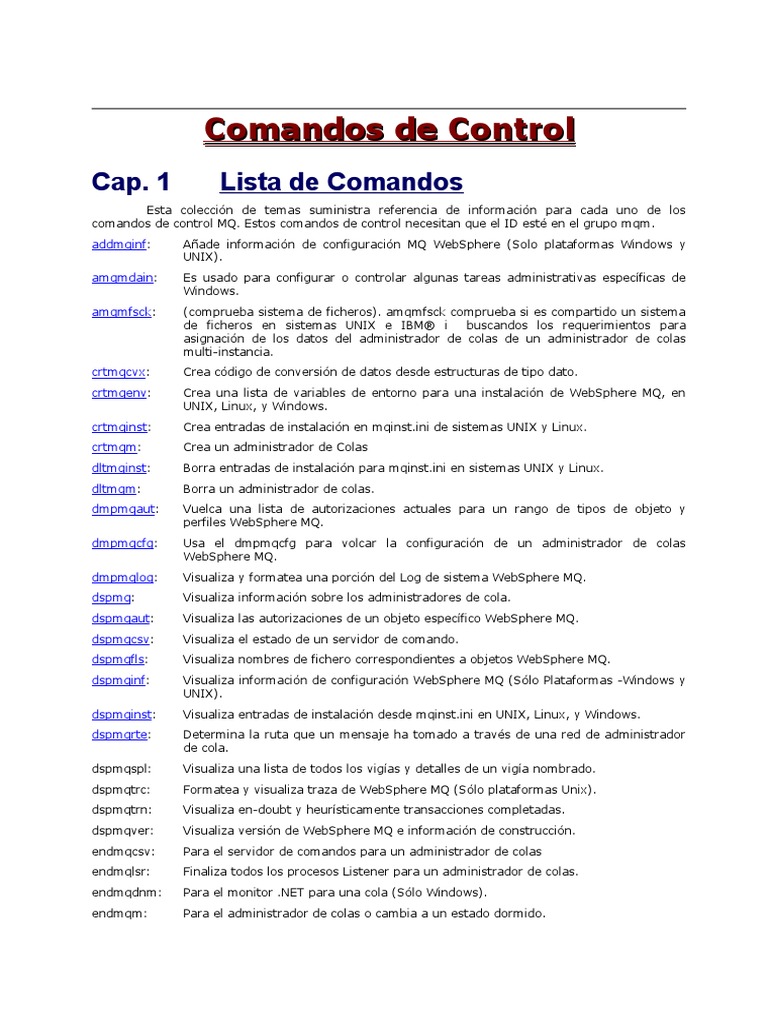 Comandos de Control_MQ Series | Comillas | Gestión de datos