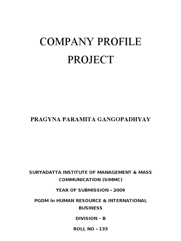 Company Profile Project | PDF