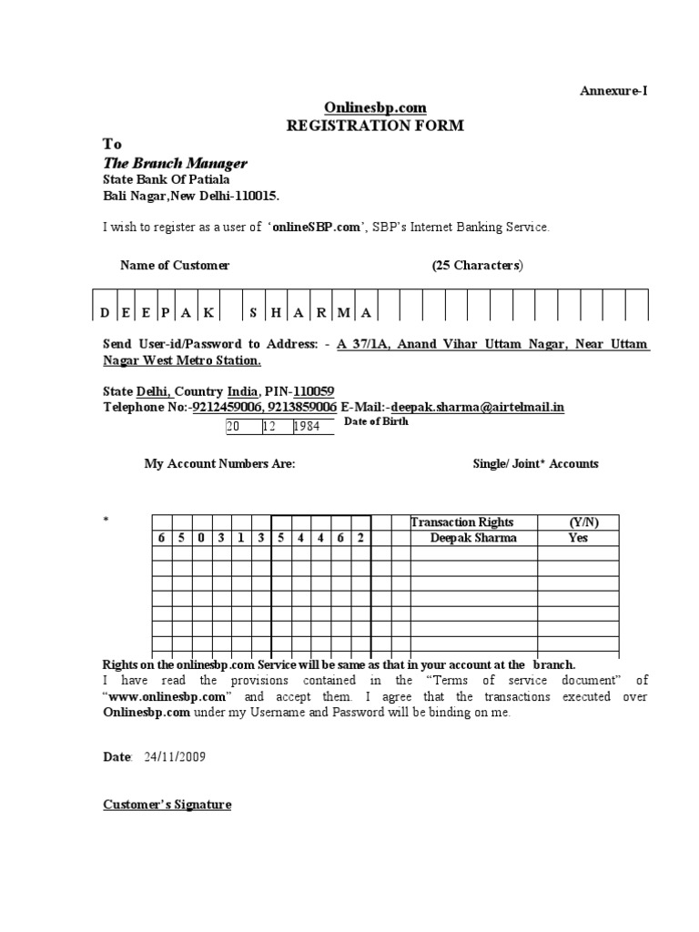OnlineSBP Registration Form Guide | PDF | Password | User (Computing)