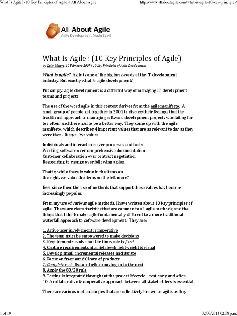 What Is Agile - (10 Key Principles of Agile) - All About Agile | PDF | Agile Software ...