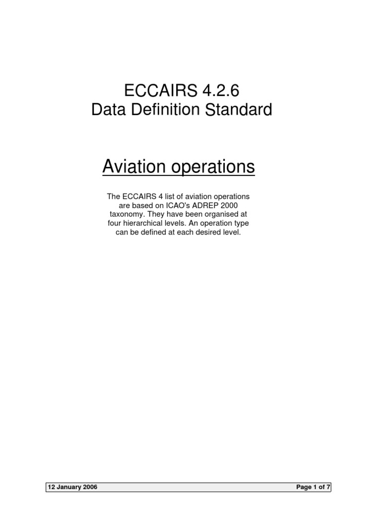 ECCAIRS 4.2.6 Aviation Operations Guide | PDF | Cargo | General Aviation