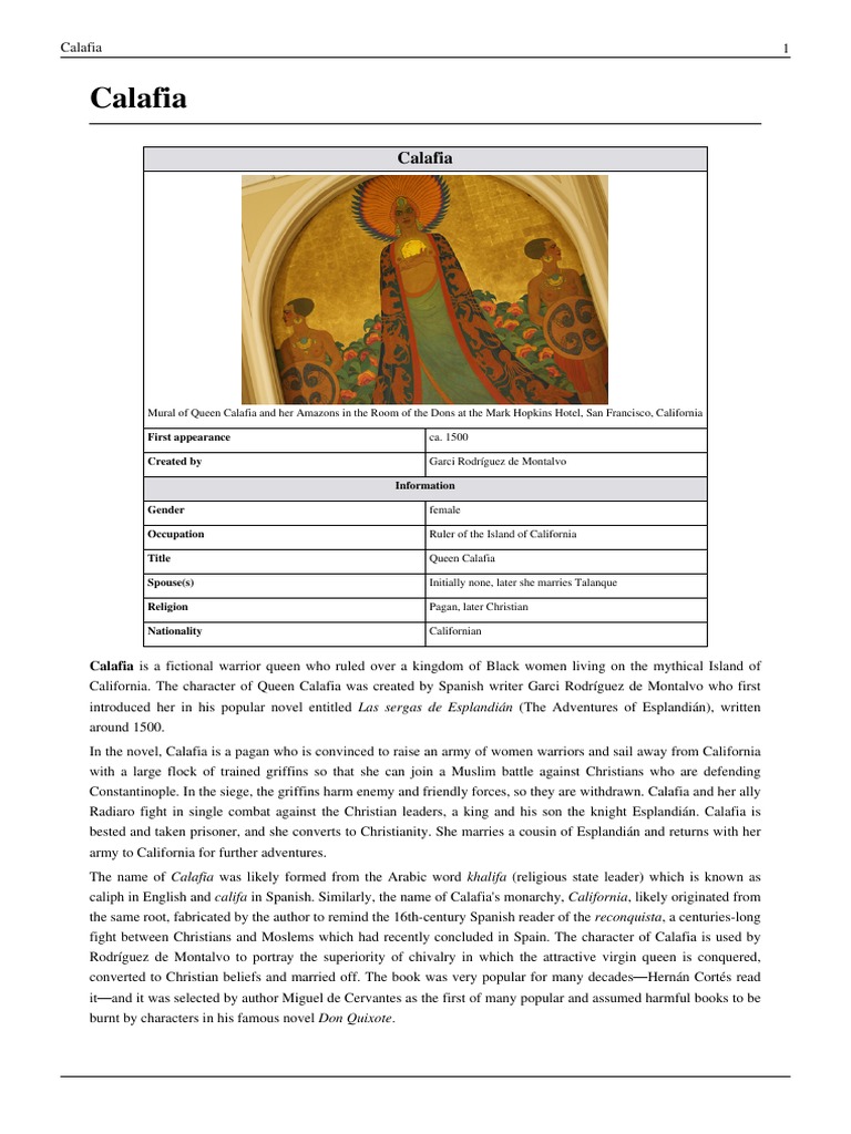 The Mythical Origins of California: The Fictional Warrior Queen Calafia ...