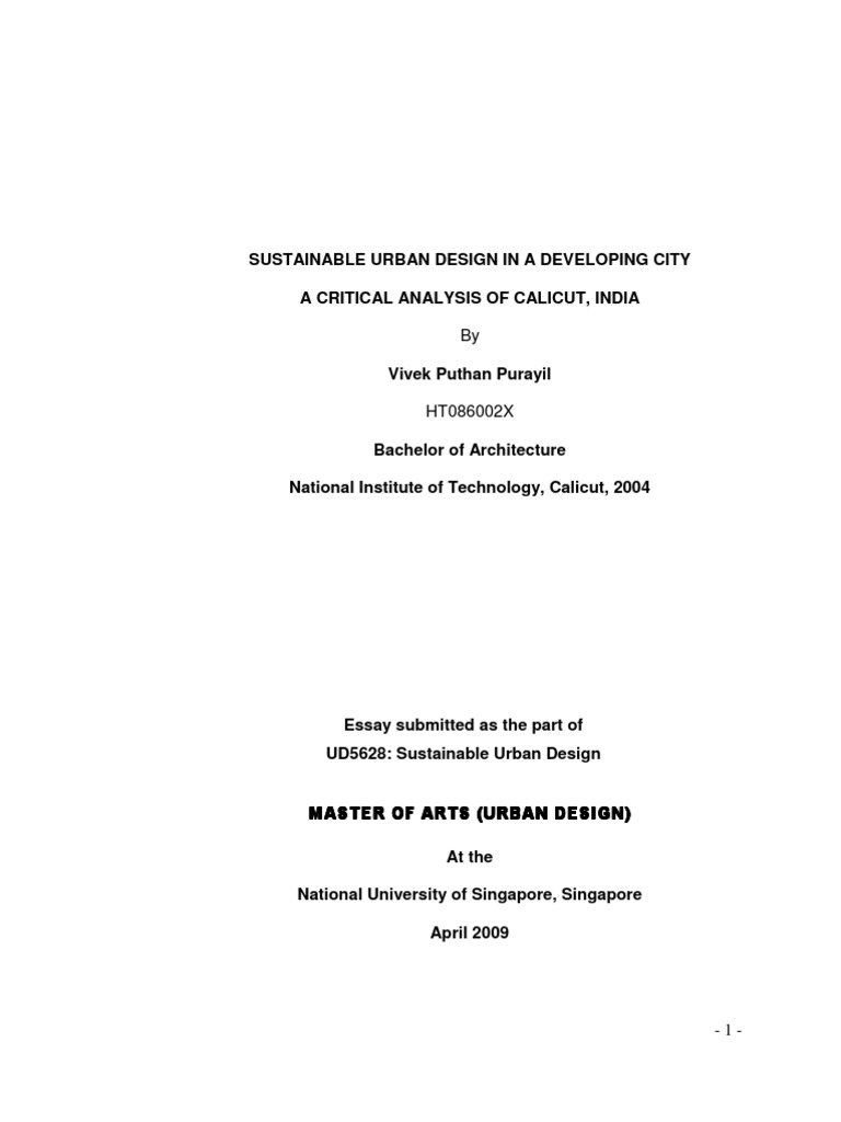 Sustainable Urban Design in Calicut | PDF | Sustainability ...