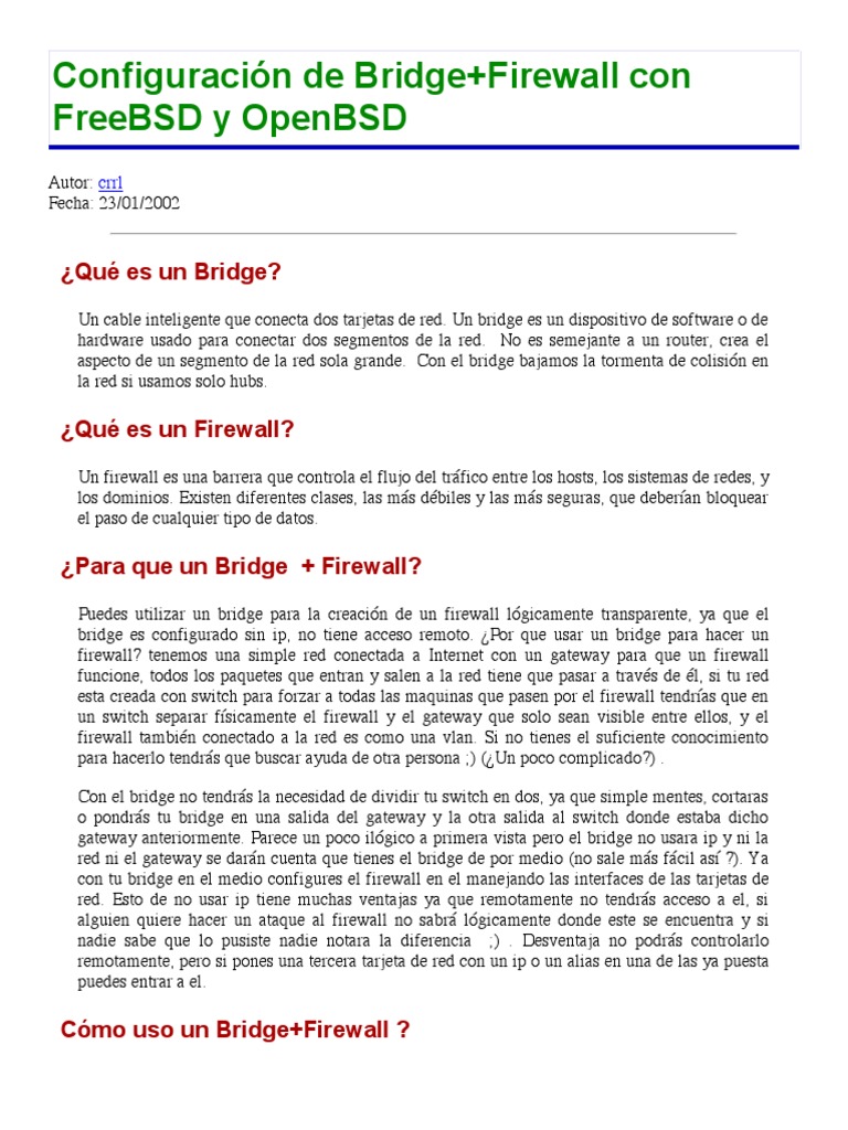 Configuración de Bridge y Firewall en FreeBSD | PDF | Cortafuegos ...