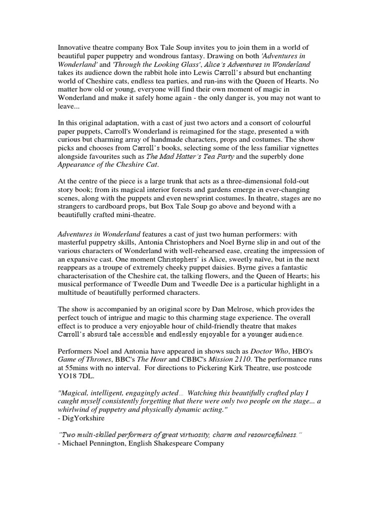 Box Tale Soup | PDF | Alice's Adventures In Wonderland | English ...