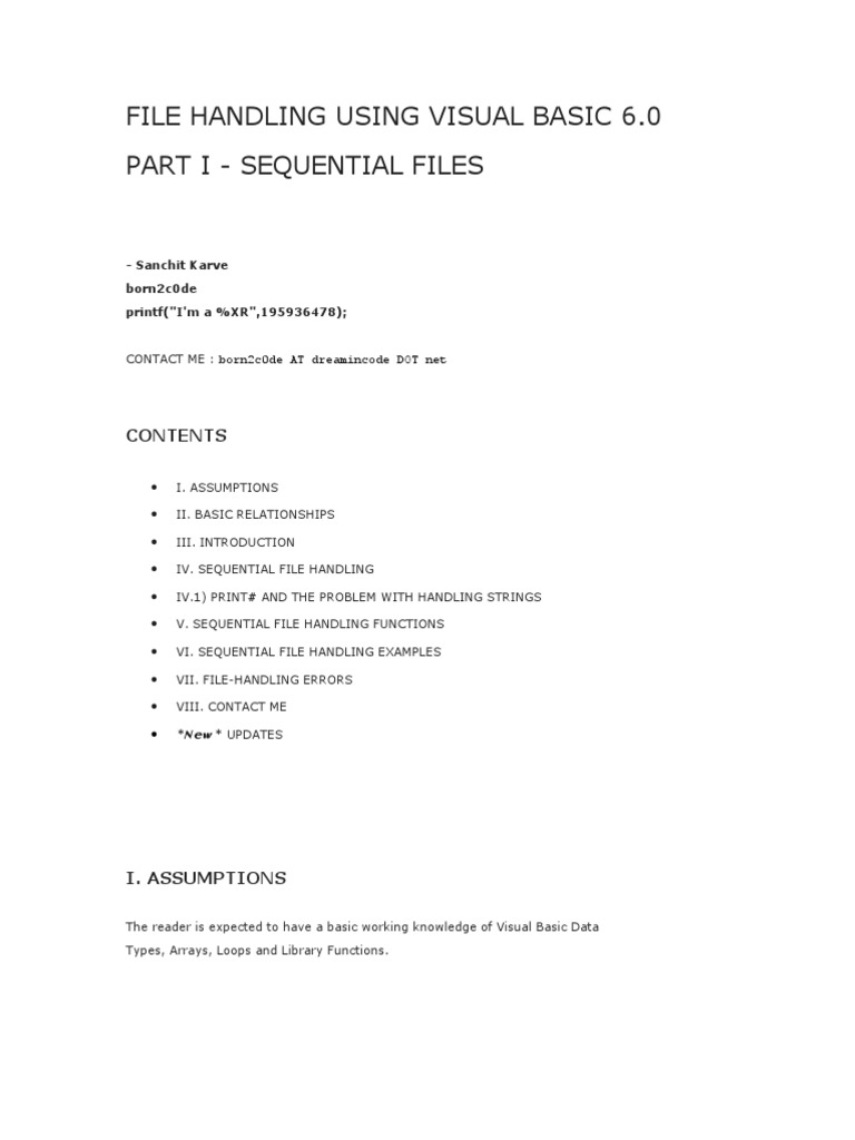 File Handling Using Visual Basic 6 Pdf String Computer Science Computer File