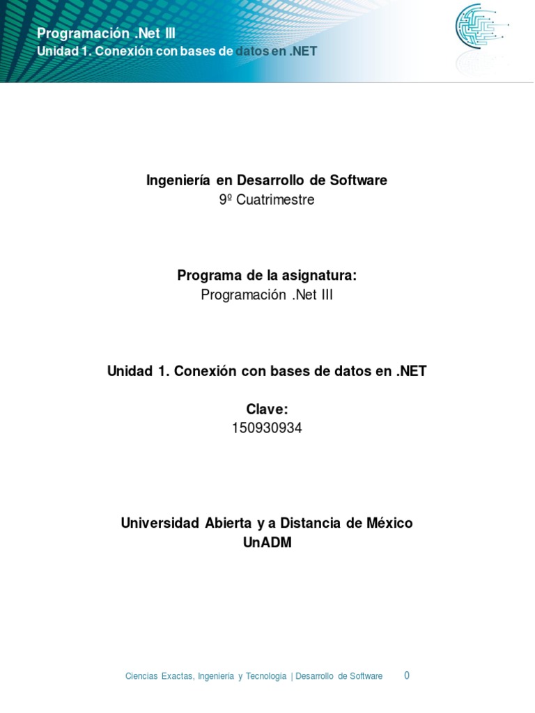 Unidad 1. Conexión con bases de datos.pdf | PDF | Active X Data Objects | Bases de datos