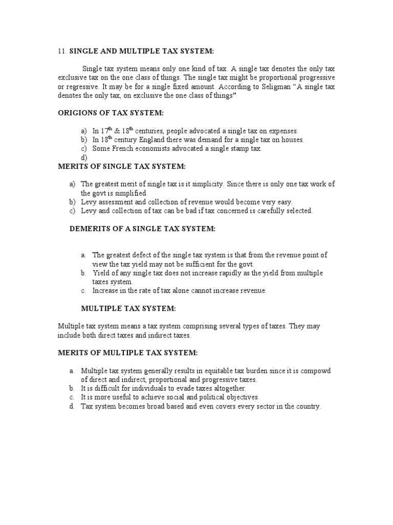 Single vs. Multiple Tax Systems Explained | PDF | Taxes | Services ...