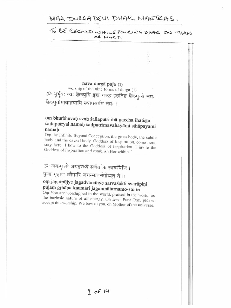 Durga Maa Dhar Mantras | PDF