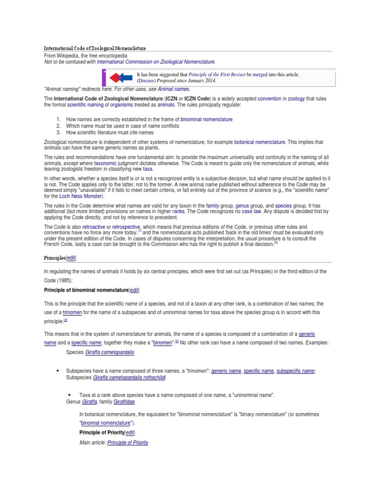International Code of Zoological Nomenclature | PDF | Biological ...