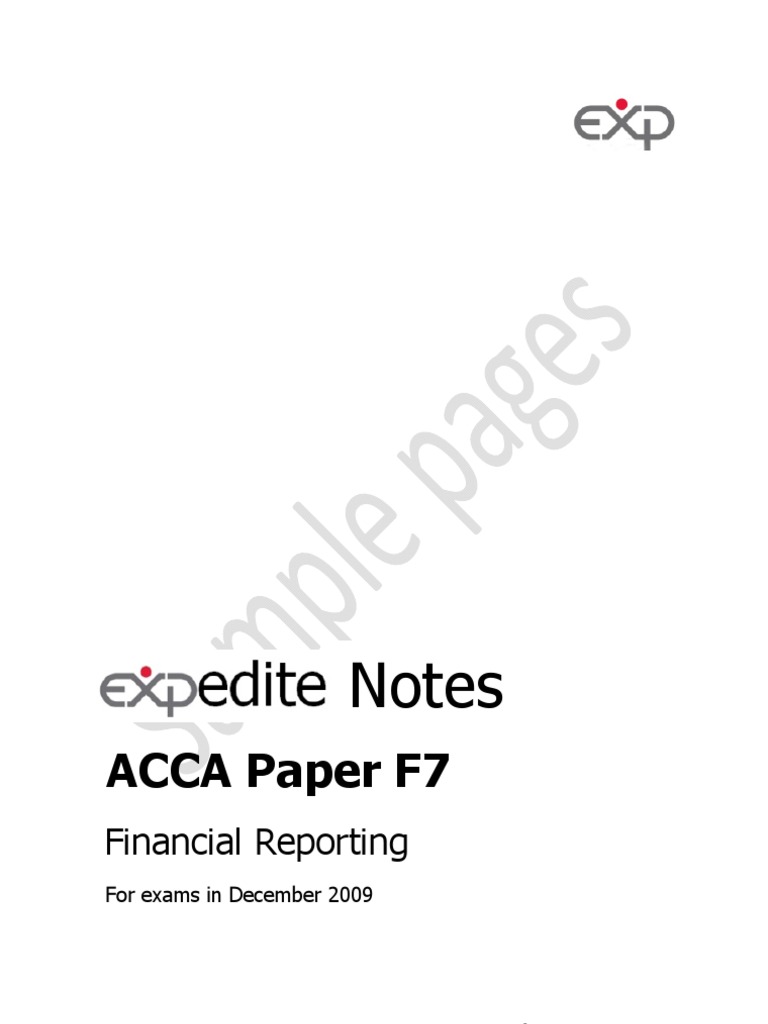 ACCA Paper F7: Notes | PDF | Financial Statement | International ...