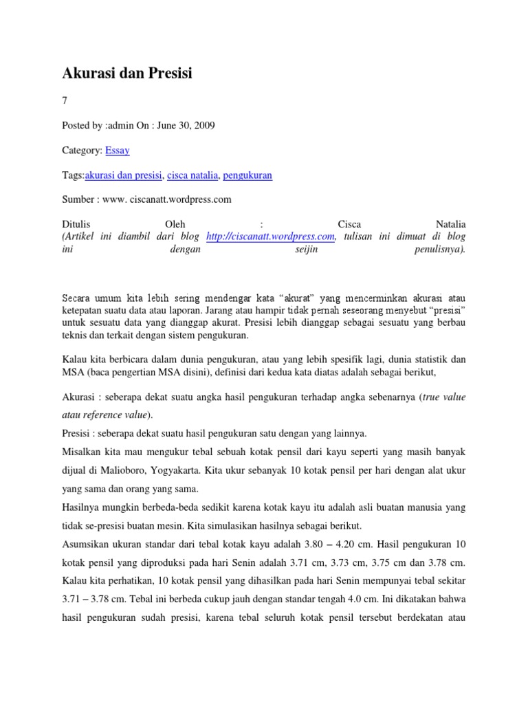 Akurasi dan Presisi dalam Pengukuran | PDF
