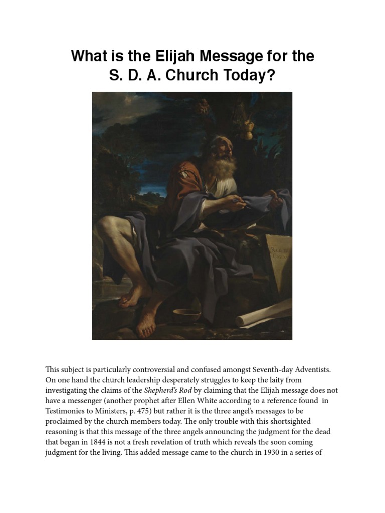 What Is The Elijah Message For The Seventh-Day Adventist Church Today ...