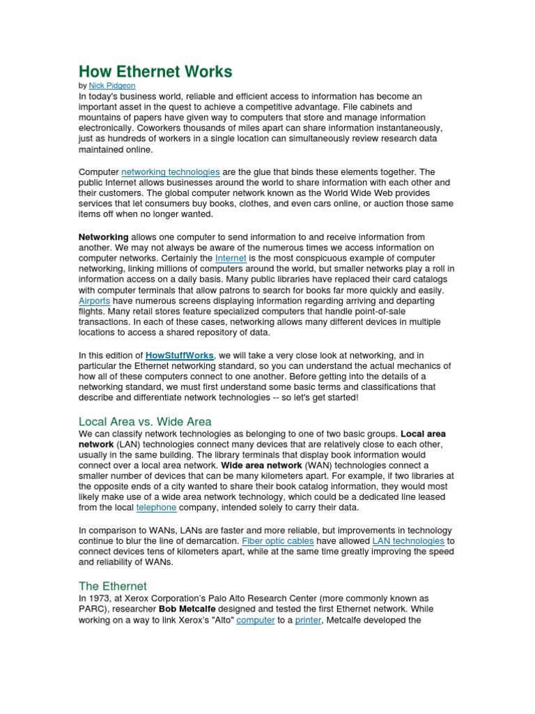 How Ethernet Works | PDF | Ethernet | Network Switch
