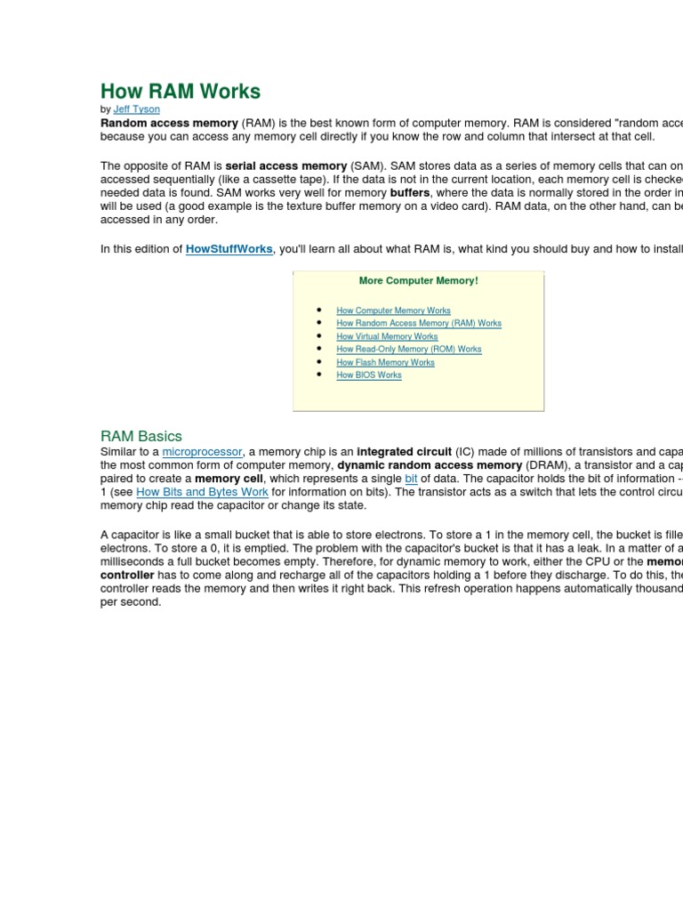 How RAM Works | Download Free PDF | Dynamic Random Access Memory ...
