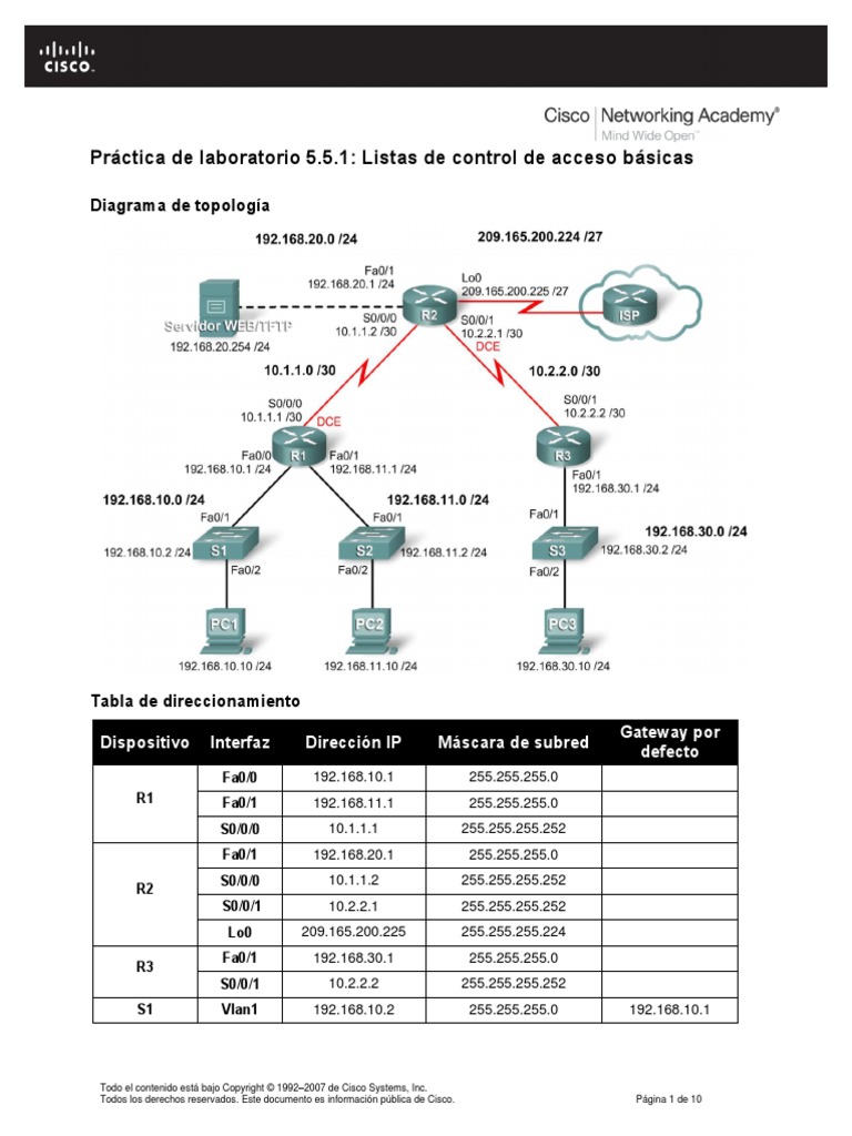 ACL - Practica | PDF | Dirección IP | Enrutador (Computación)