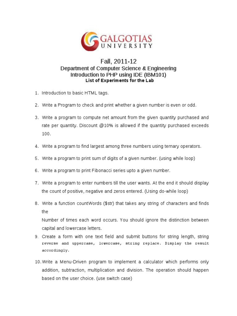 PHP Lab Programs | PDF | Computer Programming | Computing