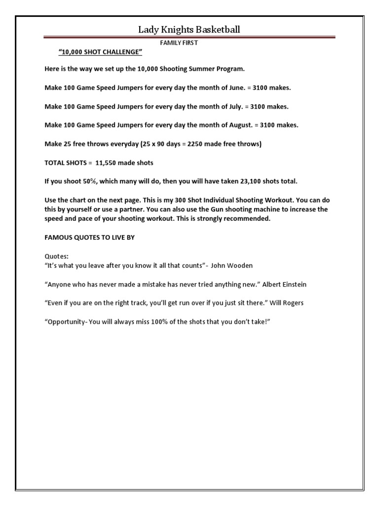 10,000 Shot Challenge Program Guide | PDF | Gaming | Teams