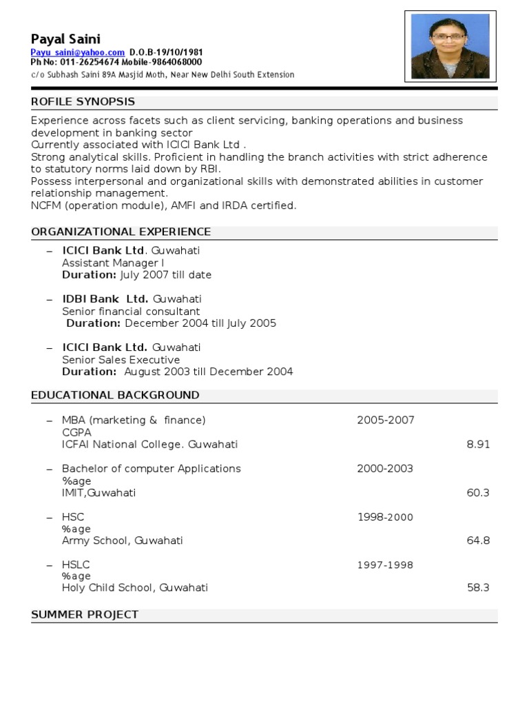 Payal Saini (CV) | PDF | Reserve Bank Of India | Banks
