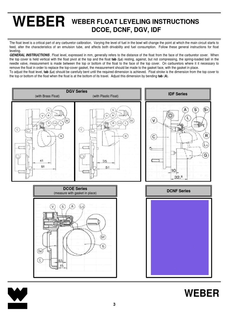 Weber Carburetor Float Leveling Guide | PDF | Technology & Engineering