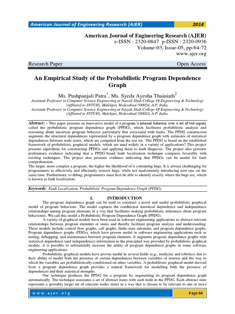 An Empirical Study of The Probabilistic Program Dependence Graph | PDF ...