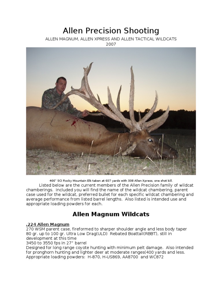 Allen Precision Wildcat Cartridges Guide | PDF | Gun Barrel | Projectiles
