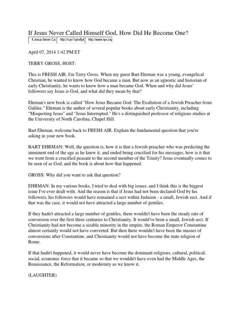 Bart Ehrman How Jesus Became God Pdf Resurrection Of Jesus Trinity