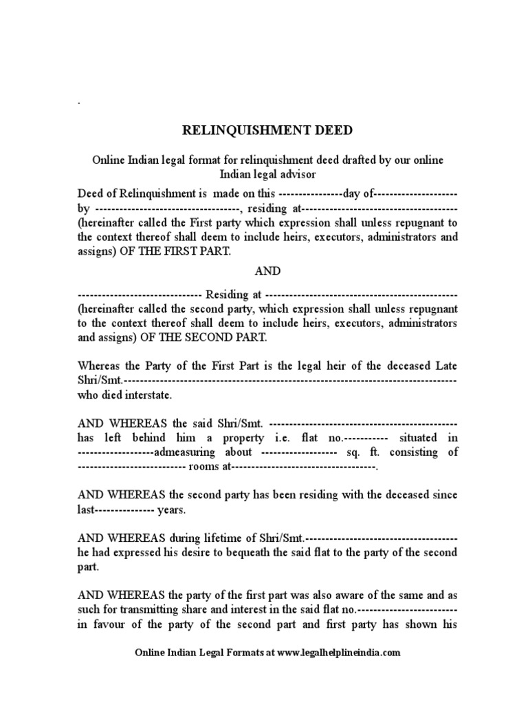 Relinquishment Deed Title | PDF | Civil Law (Legal System) | Social ...