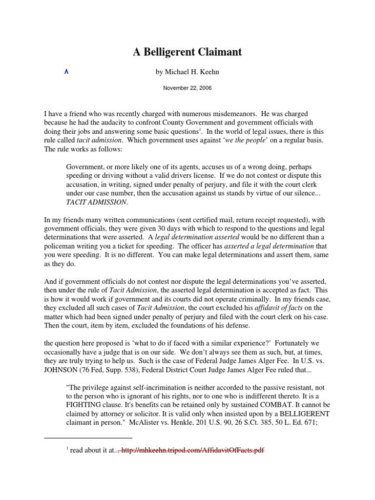 Belligerent Claimant | PDF | Natural And Legal Rights | Life