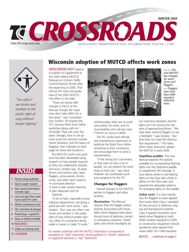 Wisconsin Adoption of MUTCD Affects Work Zones: Inside | PDF | Business ...