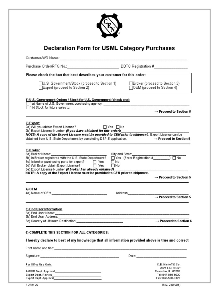 Military Declaration Form | PDF