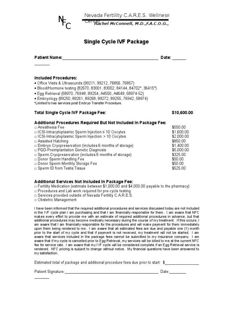 Single Cycle IVF Package Details | PDF | Medical Treatments | Clinical ...
