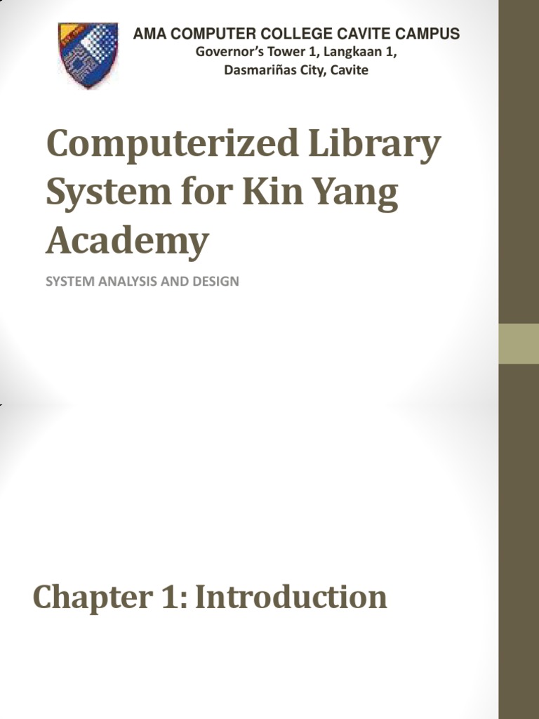 Computerized Library System For Kin Yang Academy2 | PDF | Libraries | Librarian