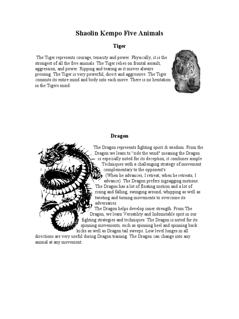 Shaolin Kempo Five Animals | PDF | Snake | Nature