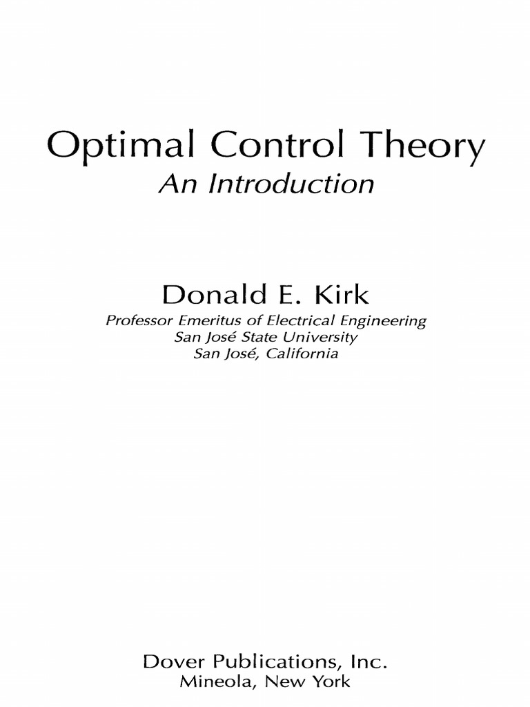 Optimal Control Theory: An Introduction | PDF | Language Arts ...